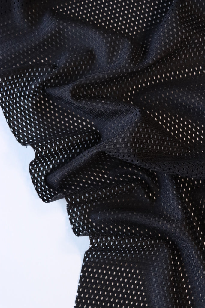 Black Italian Perforated Mesh | Designer Deadstock | Surge Fabric Shop