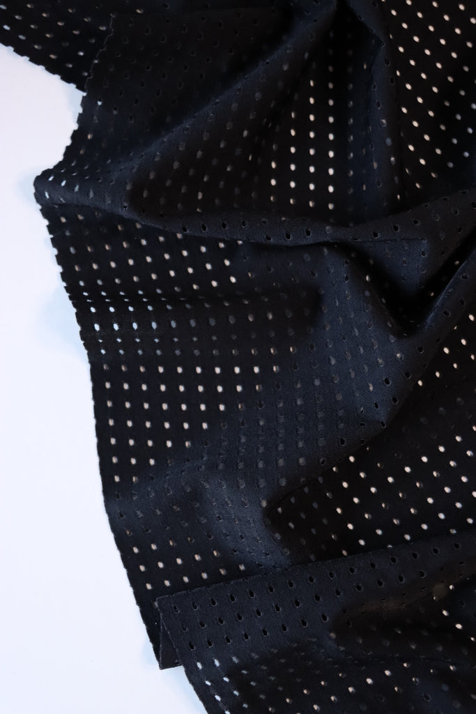 Black Italian Perforated Stretch Mesh Nylon Spandex | Designer Deadsto ...