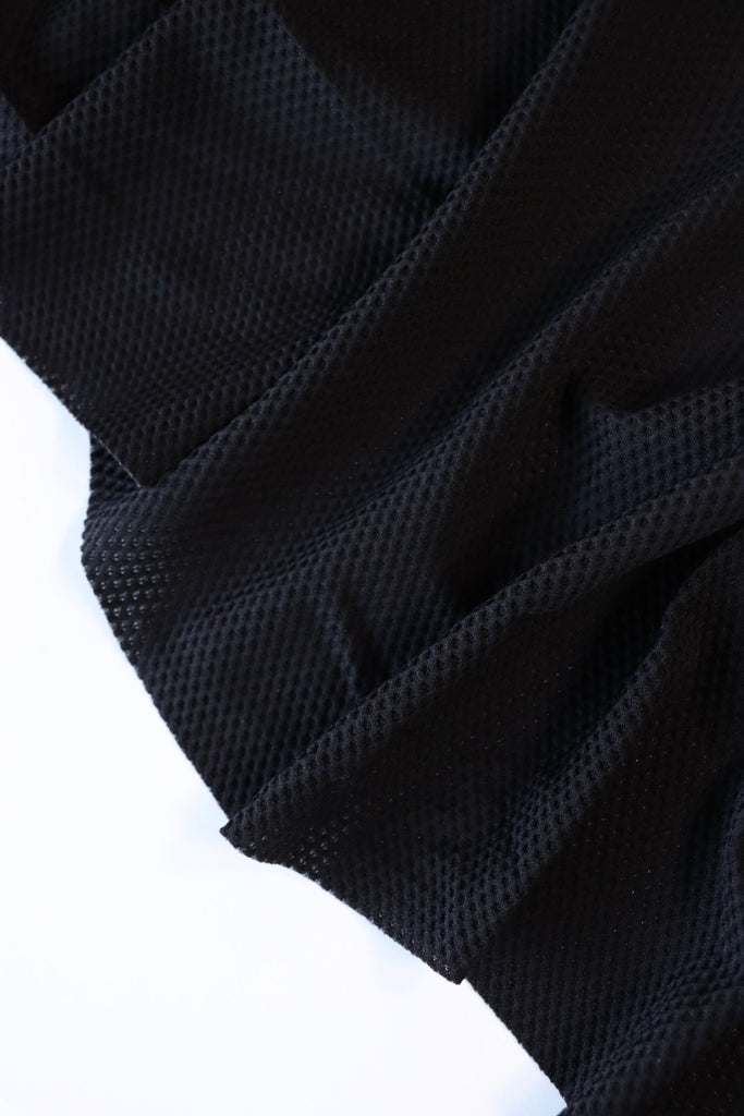 Black Italian Waffle Stretch Mesh Nylon Spandex | Designer Deadstock ...