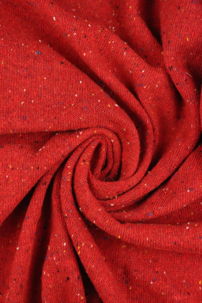 Peppermint Red Italian Speckled Wool Silk Sweater Knit | Surge Fabric Shop