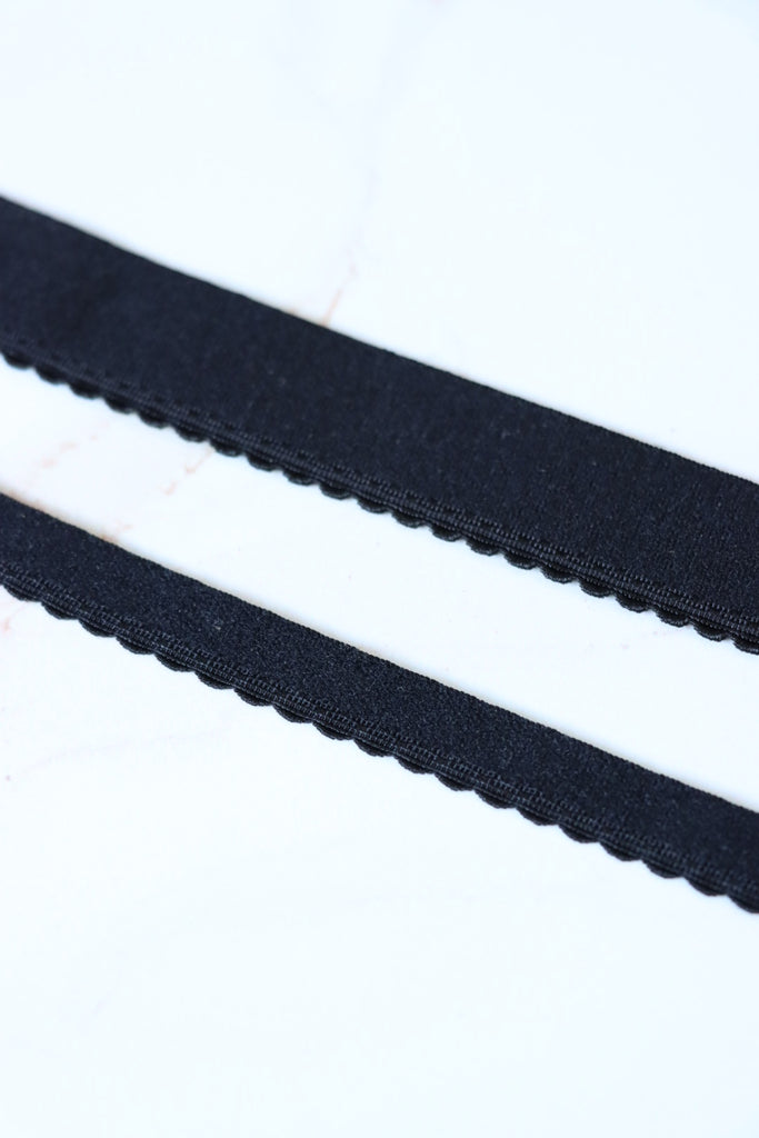 Black Plush Back Scallop Elastic | Surge Fabric Shop