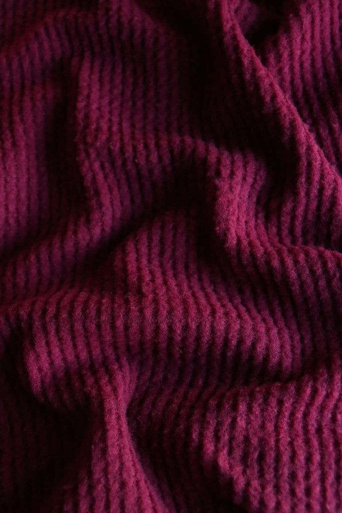 1YD 30IN Burgundy Brushed Waffle Knit | Kayla's Destash | Surge Fabric Shop
