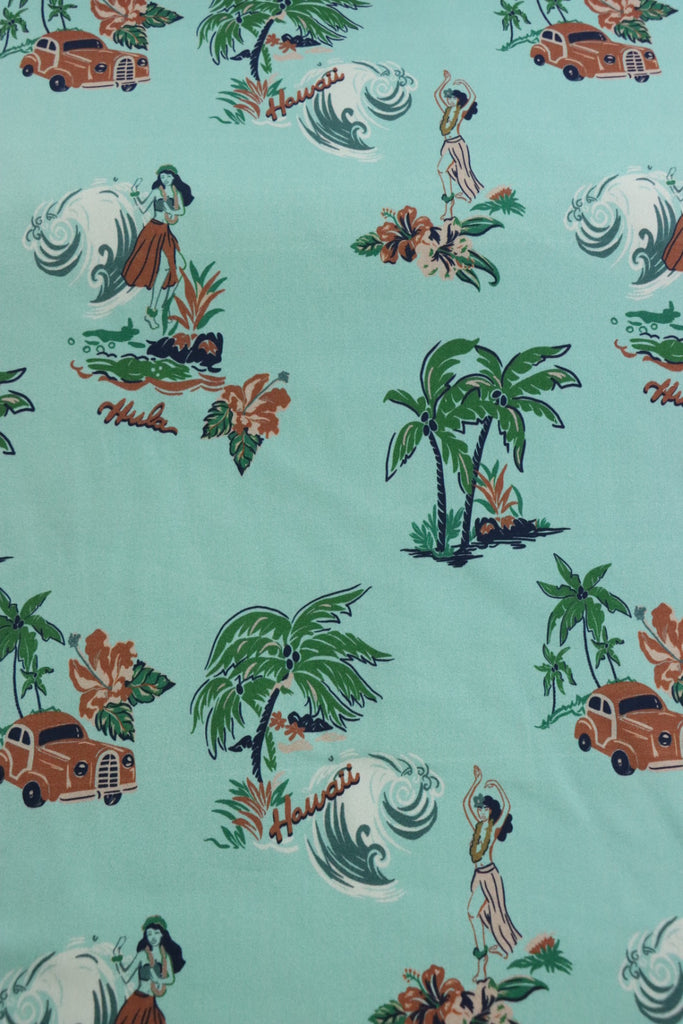 Aloha Hawaii Print Italian Stretch Cotton | Surge Fabric Shop