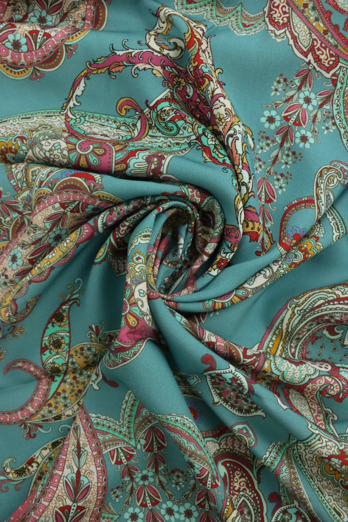 Summer Paisley on Seafoam Italian Cotton Blend | Surge Fabric Shop