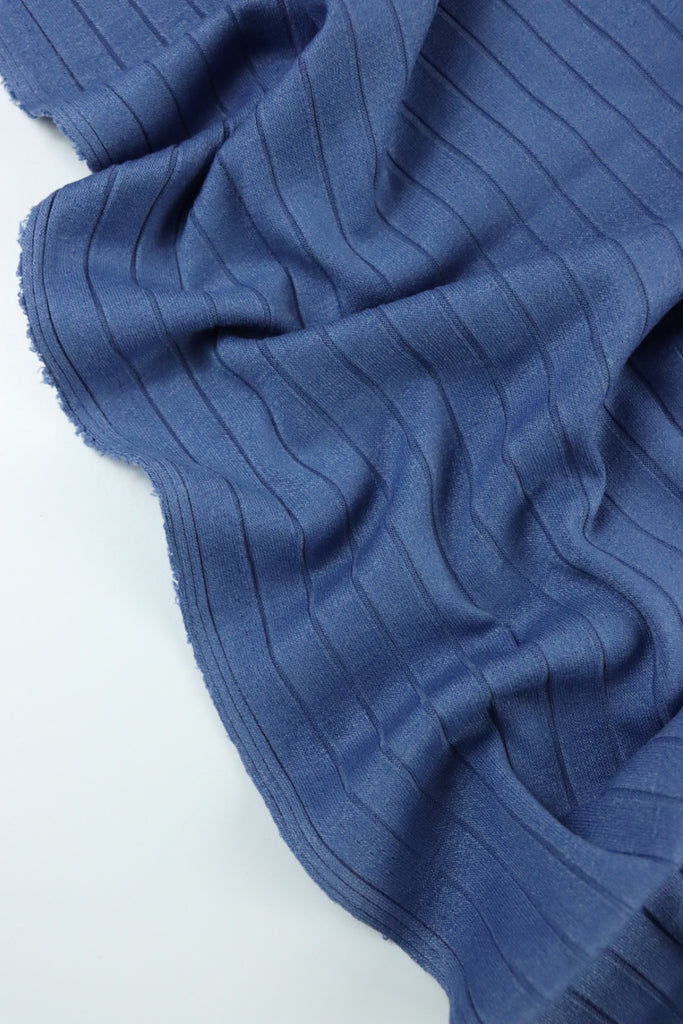 Denim Seville Wide Rib Knit | Surge Fabric Shop
