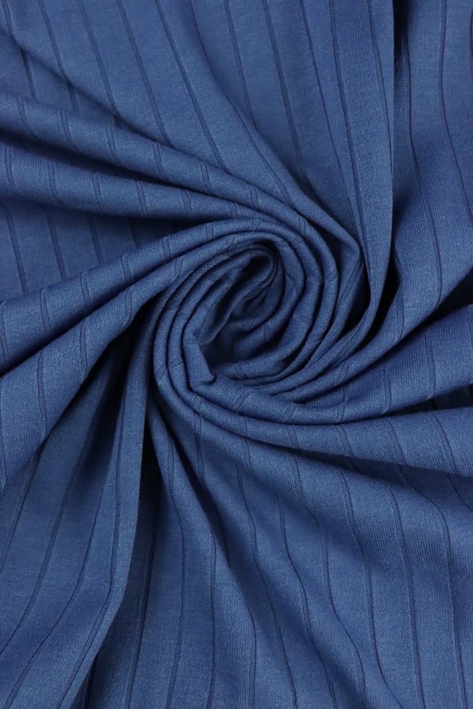 Denim Seville Wide Rib Knit | Surge Fabric Shop