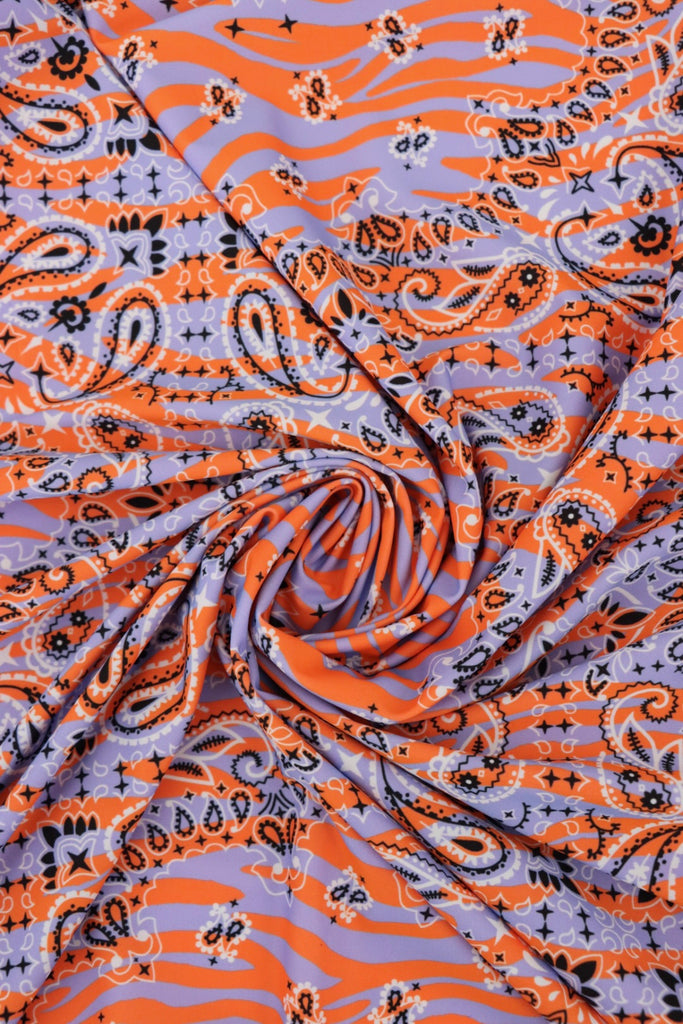 Bandana on Periwinkle & Orange Tiger Swim Tricot | Italian Designer De ...