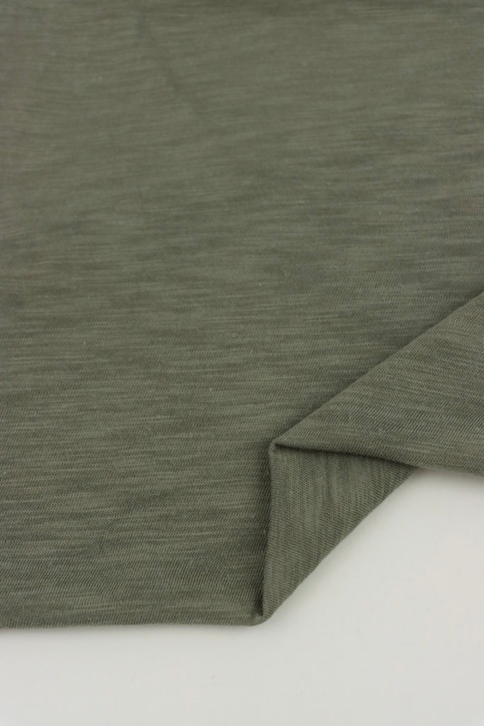 Olive Cotton Modal Slub Jersey Knit | Surge Fabric Shop