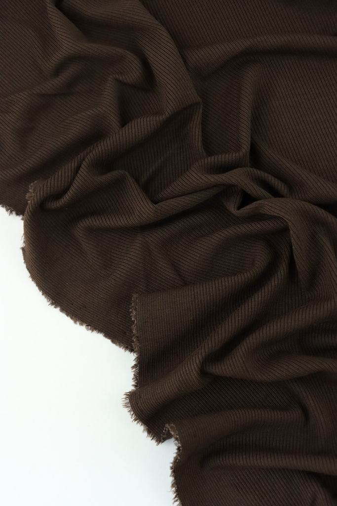 Chocolate Brown 2x2 Tencel Spandex Rib Knit | Surge Fabric Shop