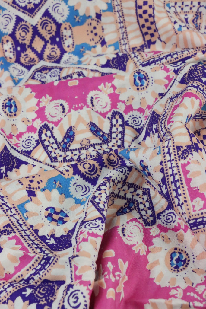 Pink Boho Square Rayon Challis | Surge Fabric Shop