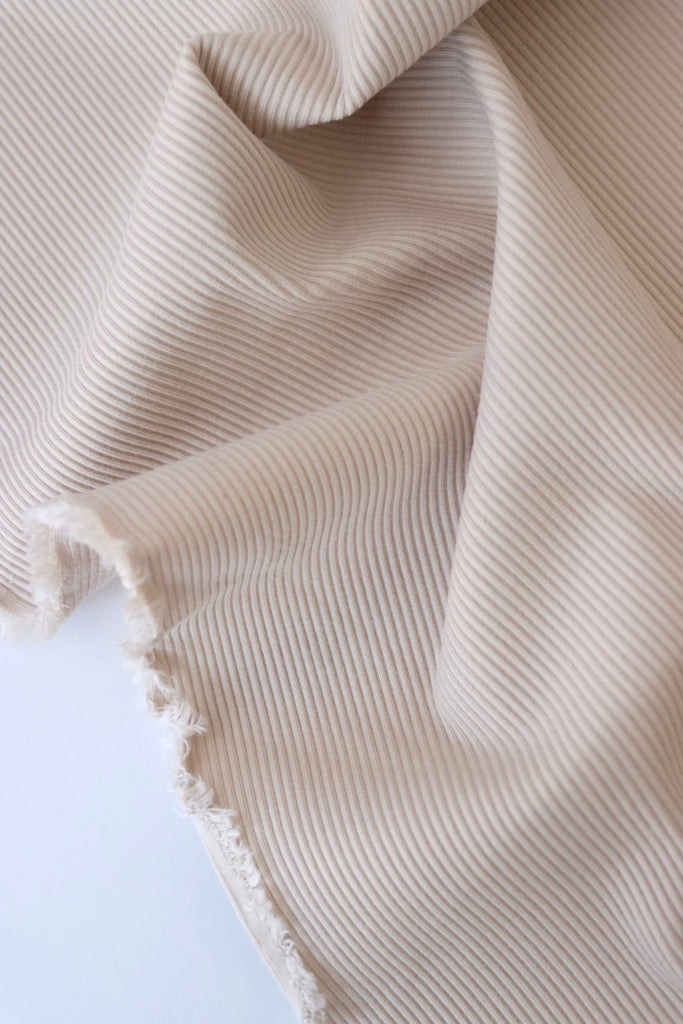 Antique White Rayon Spandex Heavy 4x2 Rib Knit | Surge Fabric Shop
