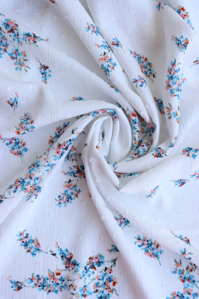 Aisling on Ivory Swiss Dot Rayon Crepon | Surge Fabric Shop