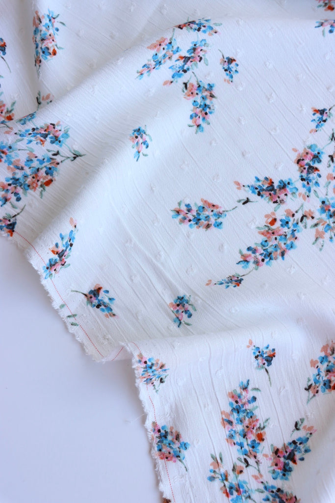 Aisling on Ivory Swiss Dot Rayon Crepon | Surge Fabric Shop