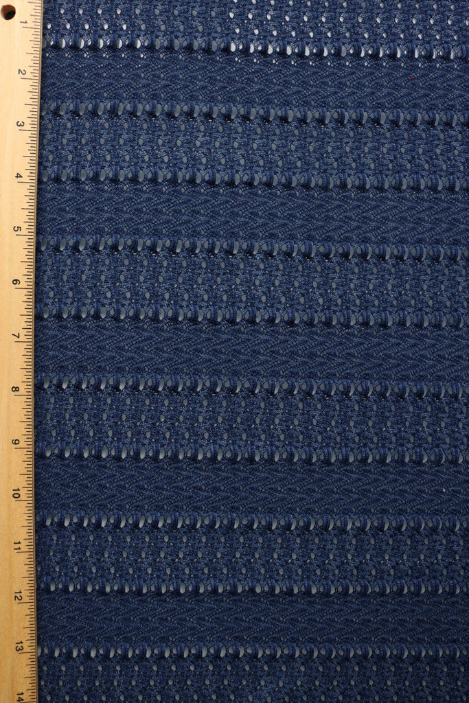 Navy Stitch Sampler Stripe Lace | Surge Fabric Shop