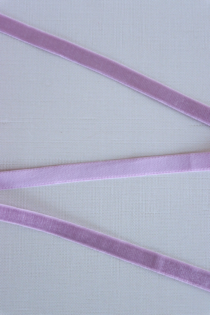 Lilac Plush Back Satin Strap, Scallop Elastic & Closures | Surge Fabric ...