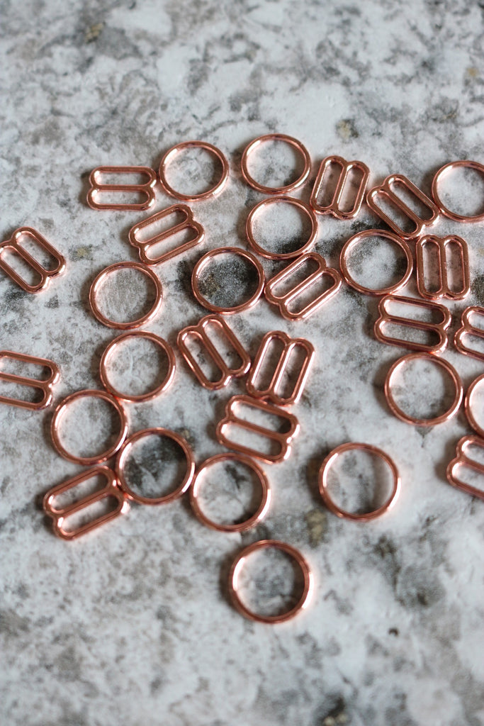 Rose Gold 3/8" (10mm) Bra Rings & Sliders | Surge Fabric Shop