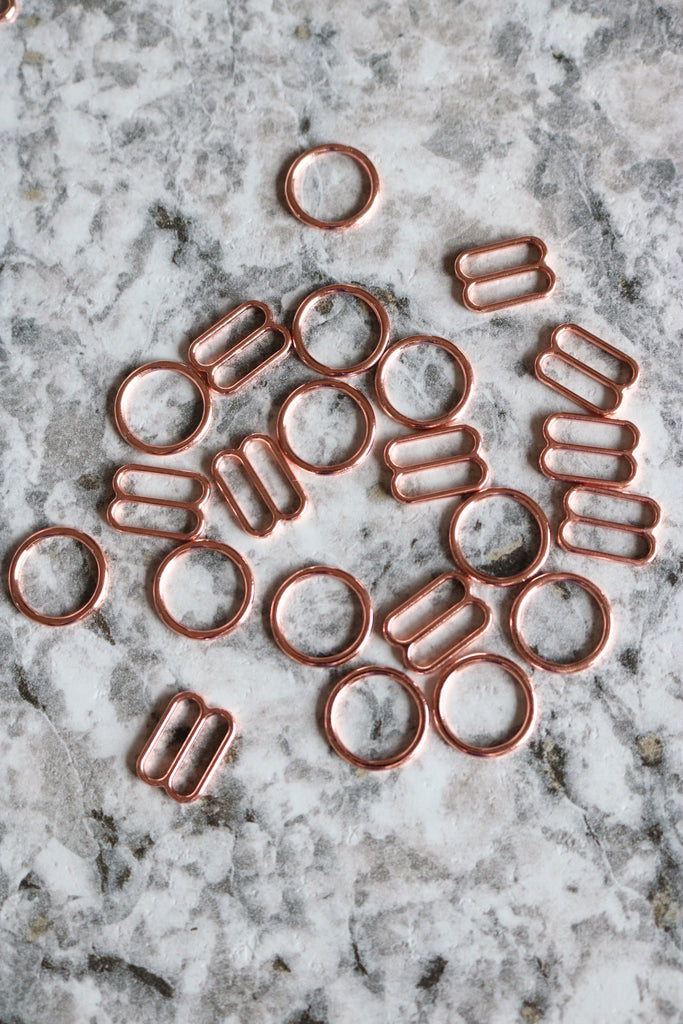 Rose Gold 1/2" (12mm) Bra Rings & Sliders | Surge Fabric Shop