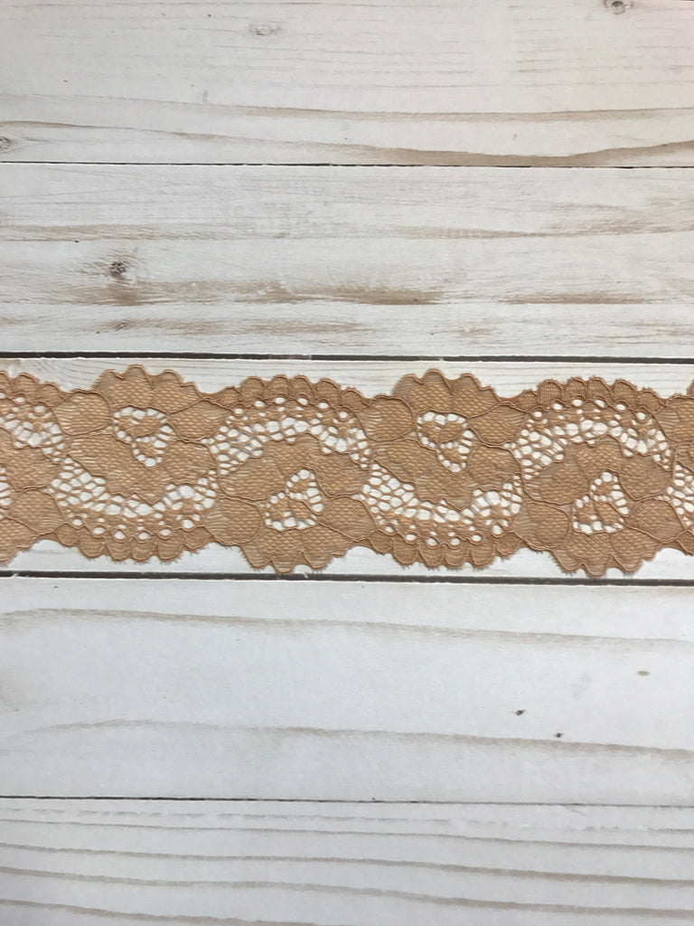 Toffee 2.25" Wide Stretch Lace | Surge Fabric Shop